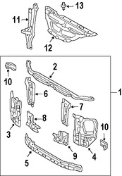 Barra sujeción soporte del radiador Original para Toyota 4Runner Toyota ...